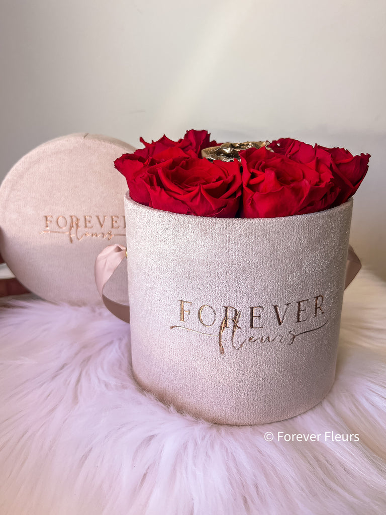 NEW Suede Gold Rose Box (FREE GIFT BOX) Red | luxury bespoke rose gift ...