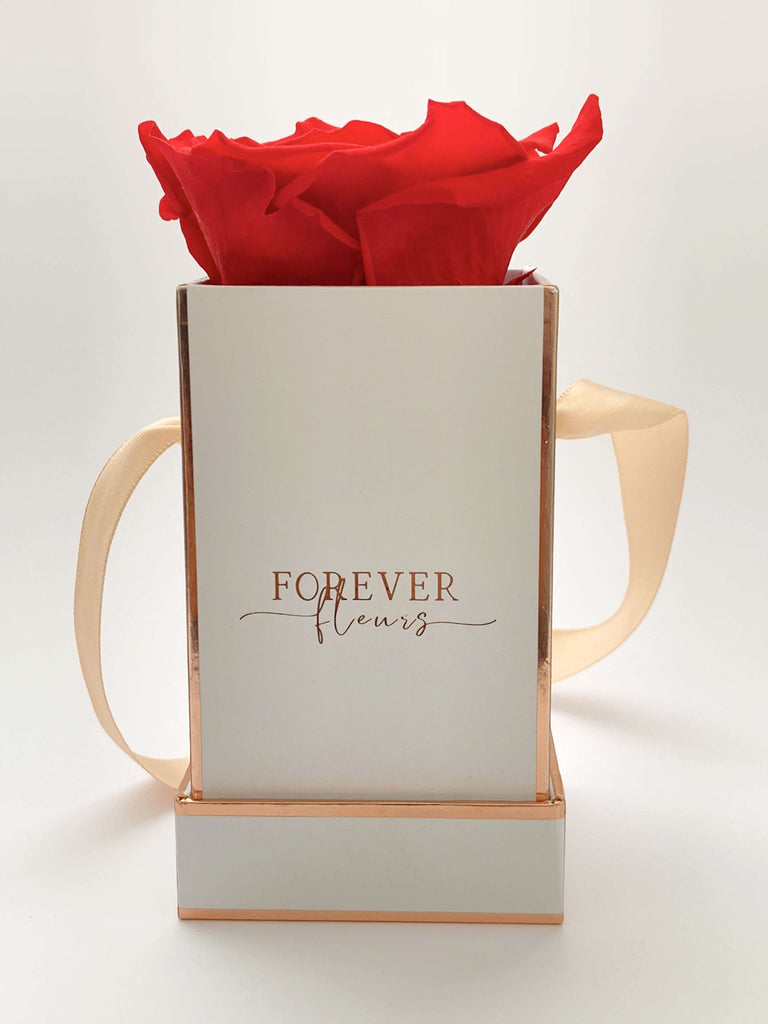 Forever Rose Box - Mini Red / White Box | luxury bespoke rose gift boxes
